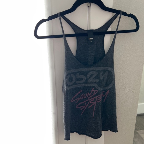 Obey | Tops | Vintage Obey Tank Top Women Dark Grey Scoop Neck | Poshmark